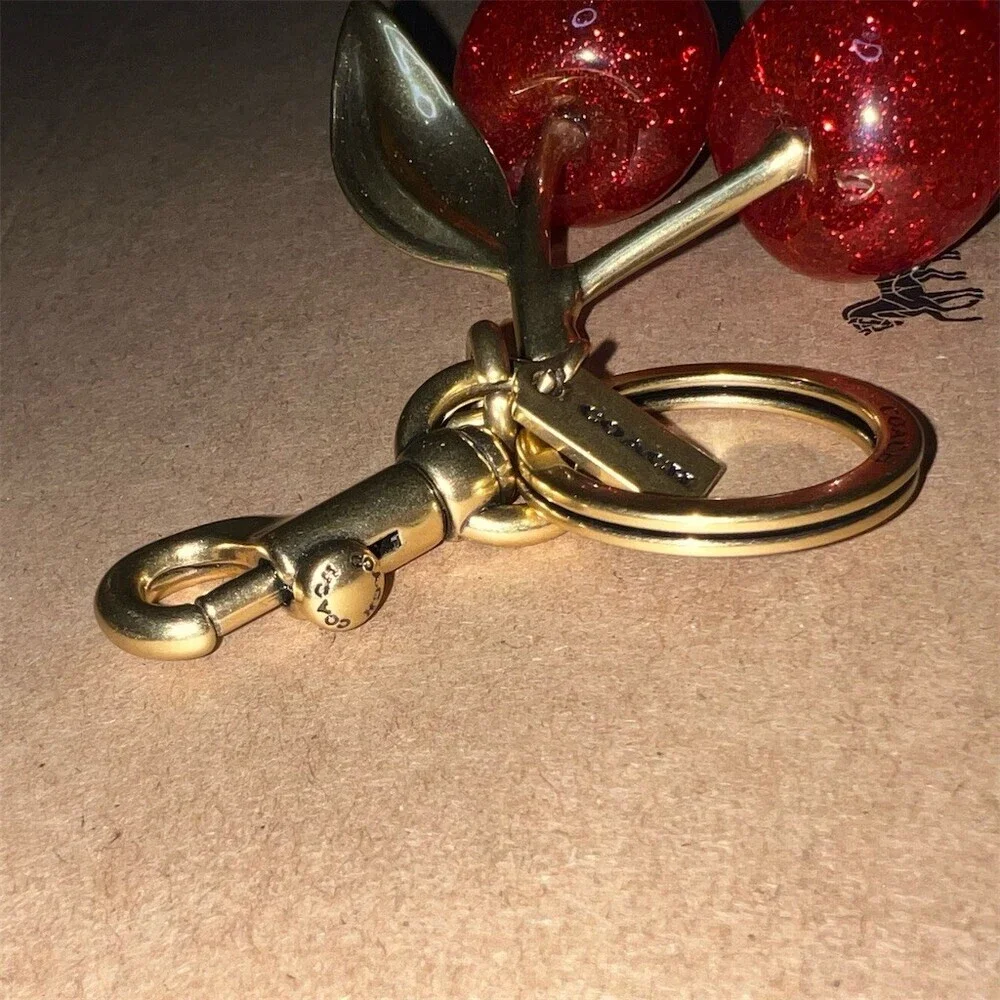 Coach | Accessories | Coach Red Cherry Bag Charm Keychain With Gold ...